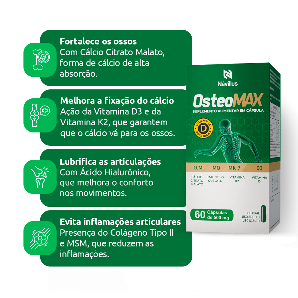 OsteoMax – Suporte Completo para Saúde Óssea | 60 Cáps – Návillus